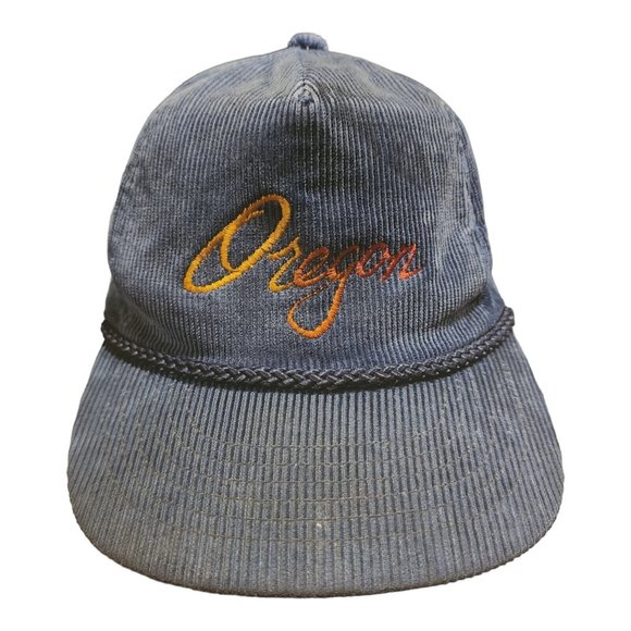 Unbranded | Accessories | Vintage Oregon Rainbow Text Embroidered Blue Corduroy Snapback Trucker ...